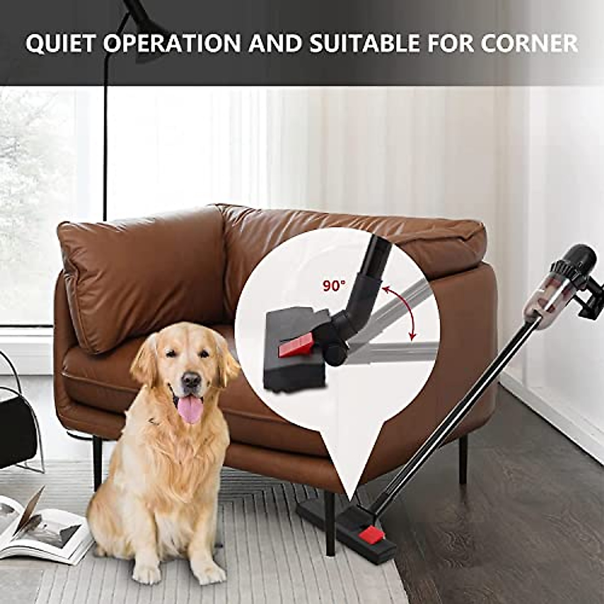 EFSHREE Stick Vacuum Cleaner 4-in-1 17000Pa Powerful Stick Vacuum with 600W Motor, Lightweight Handheld Vacuum Cleaners for Pet Hair Hard Floor and Carpet, Black