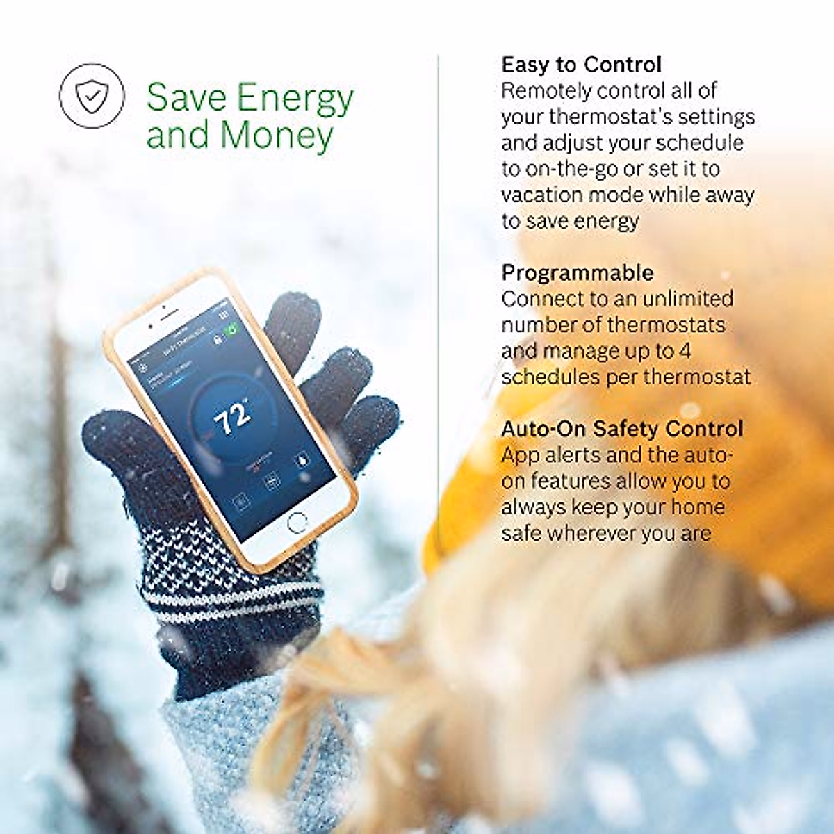 Bosch Thermotechnology BCC50 Wi-Fi Thermostat-Works with Alexa and Google Assistant, All-in-One, Touch Screen, Safety Control, Smart Home, White