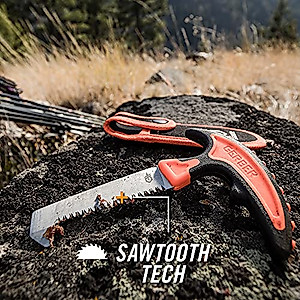 Gerber Gear Vital Pack Saw - 3.4" Fixed Sawtooth Blade - Camping and Hunting Saw with Included Fabric Sheath - Orange