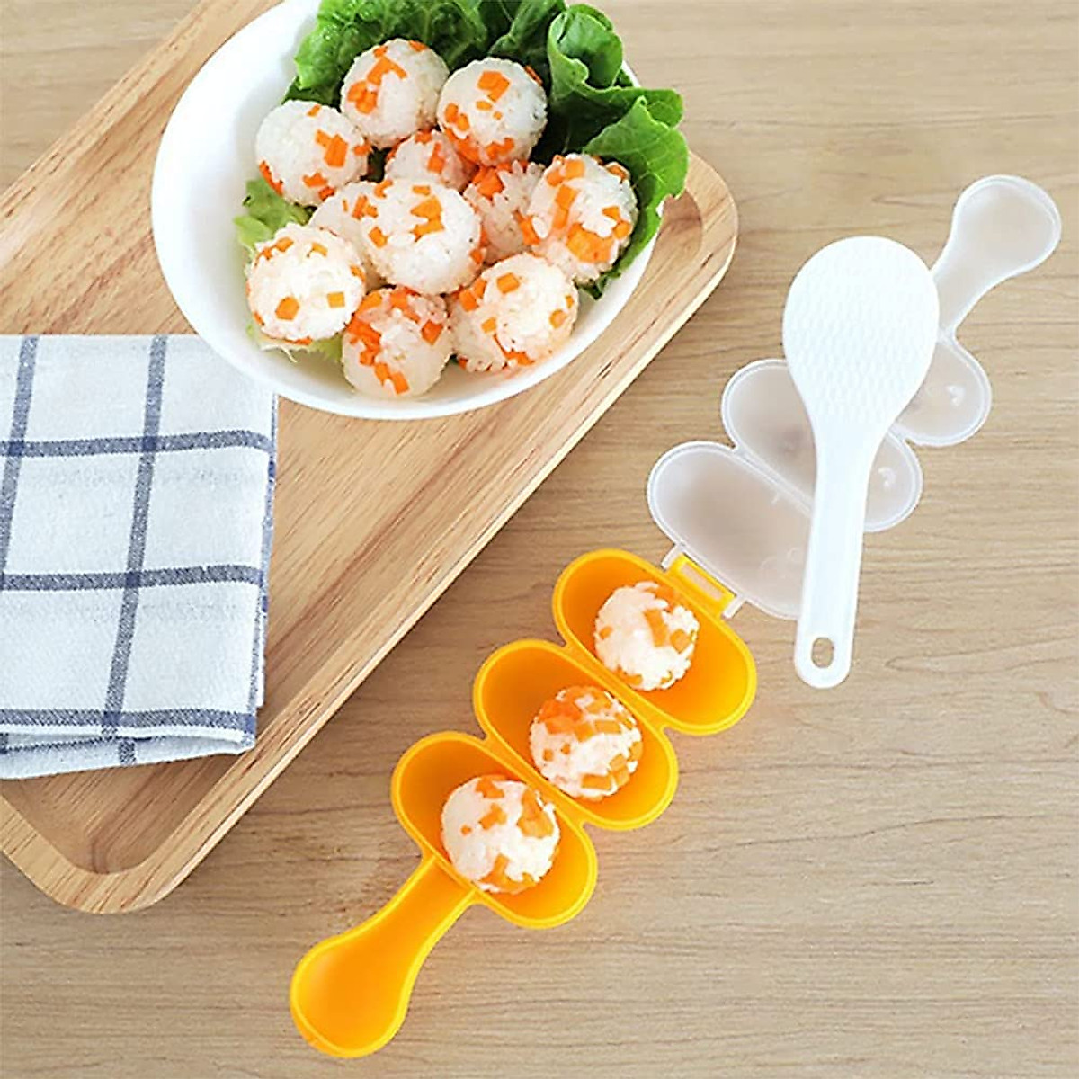 nanaxagly Rice Ball Molds DIY Sushi Balls Making Mould Kitchen Diningroom Tools for Shake DIY Lunch with a Mini Rice Spoon