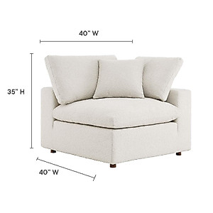 Modway Modular Sofa Commix Down-Filled Overstuffed Boucle Sectional Sofa Corner Chair in Ivory