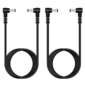 Fancasee (2 Pack 6 ft 5.5mm x 2.1mm 90 Degree Right Angle Male to Male Right Angle DC Power Adapter Cable Cord for IP Camera CCTV Surveillance Security Camera LED Strip DVR Router Invoice Printer