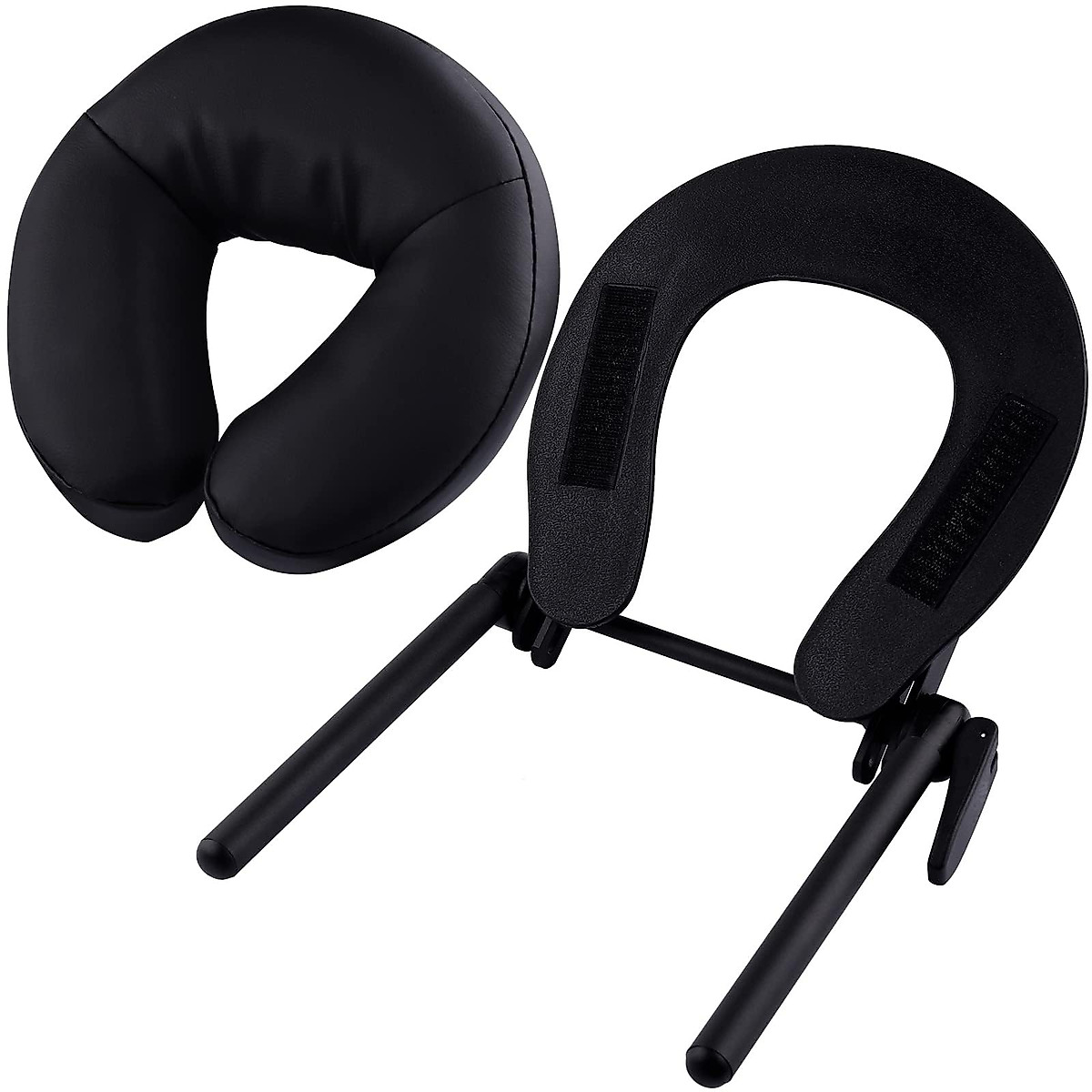 EBANKU Black Universal Adjustable Face Cradle Massage Table Bed, Lightweight Aluminum Face Cradle and Pillow 3" Foam Set