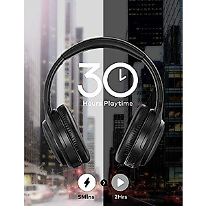 Active Noise Cancelling Headphones, Bluetooth 5.0 Over Ear Boltune Wireless Headphones with Mic Deep Bass, Comfortable Protein Earpads 30H Playtime for Travel Work TV PC Cellphone