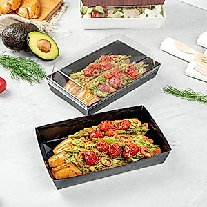 Restaurantware Matsuri Vision Rectangle Black Paper Medium Sushi Tray - 8" x 5" x 1 1/2" - 100 count box