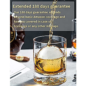 JBHO Hand Blown Crystal Double Old Fashioned Cocktail, Solid Whiskey Glasses, Rocks Glasses, Lowball Glasses - 12 Ounce - set of 2 - Perfect Size for Oversized Ice Cubes