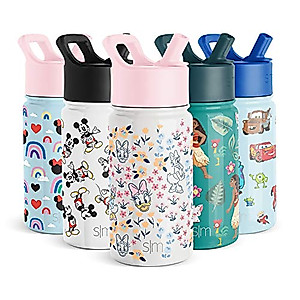 Simple Modern Disney Daisy Duck Kids Water Bottle with Straw Lid | Reusable Insulated Stainless Steel Cup for School | Summit Collection | 14oz, Daisy Duck Garden