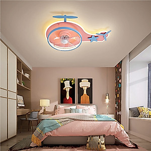 YUEGOO Ventiladores De Techo con Lámparas, Luces De Techo Del Ventilador, Moderna Doméstica Invisible Ventilador Inteligente Colgante Luminaria Sala De Niños 5 Cuchillas De Ventilador Lámpara Colgante