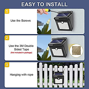 ZOOKKI Solar Outdoor Lights -120° Illumination Solar Motion Sensor Lights Outdoor - IP65 Waterproof Wireless Security Outdoor Solar Powered Lights for Garden Fence Patio Deck（28LED 4-Pack）