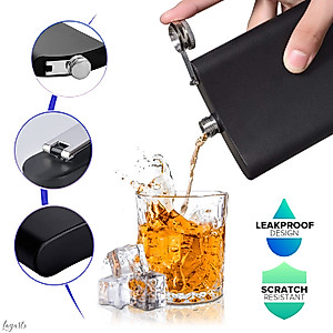 Matte Black Flasks for Liquor Stainless Steel - 8oz Flasks for Liquor Flasks for Women Vodka Alcohol Liquor Flasks for Men Drinking Flasks - Leak Proof Drinking Funnel Flask for Men Whiskey Flask