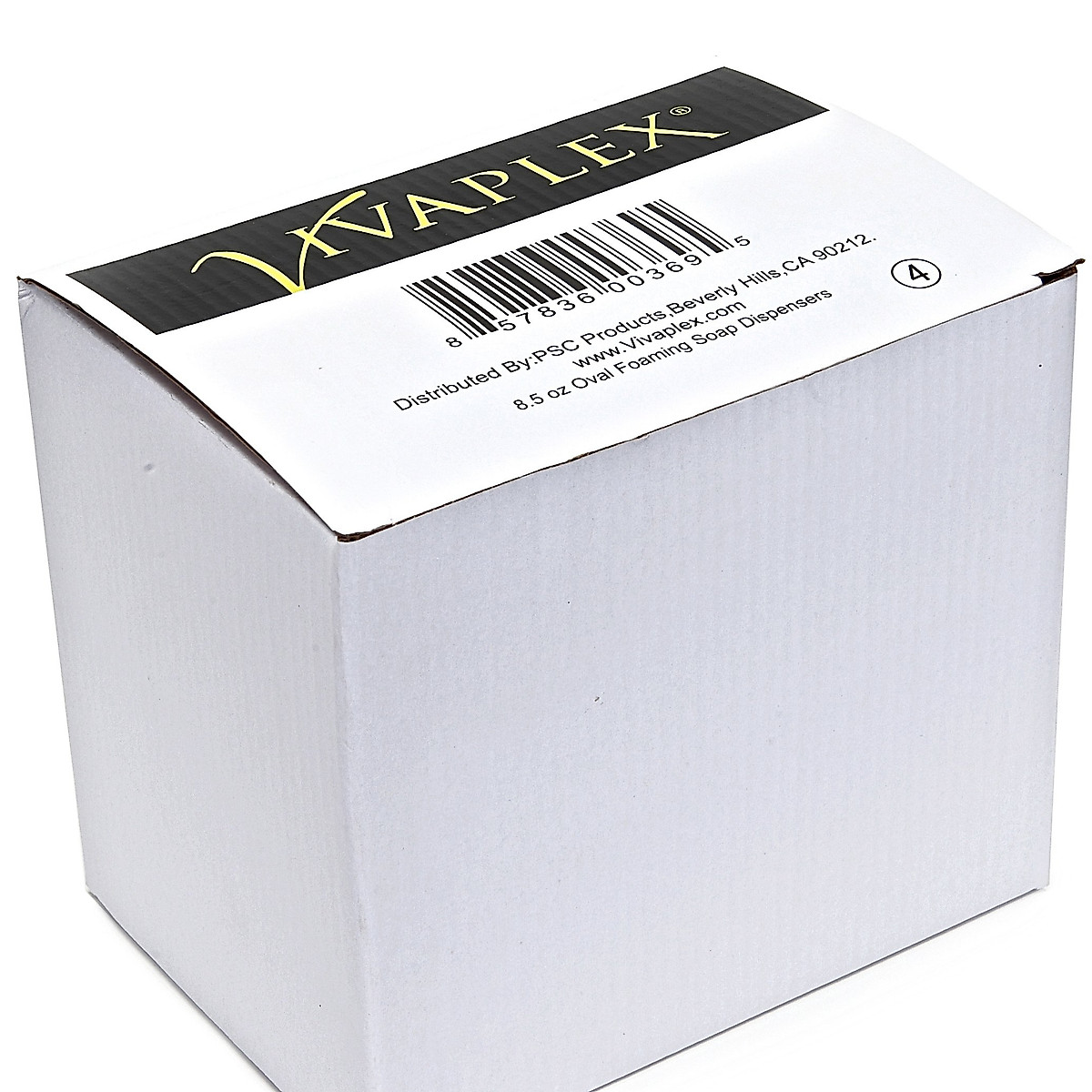 Vivaplex, 4, Clear, 8.5 oz (250 ml), Oval, Plastic Foaming Soap Dispensers, with White Pumps