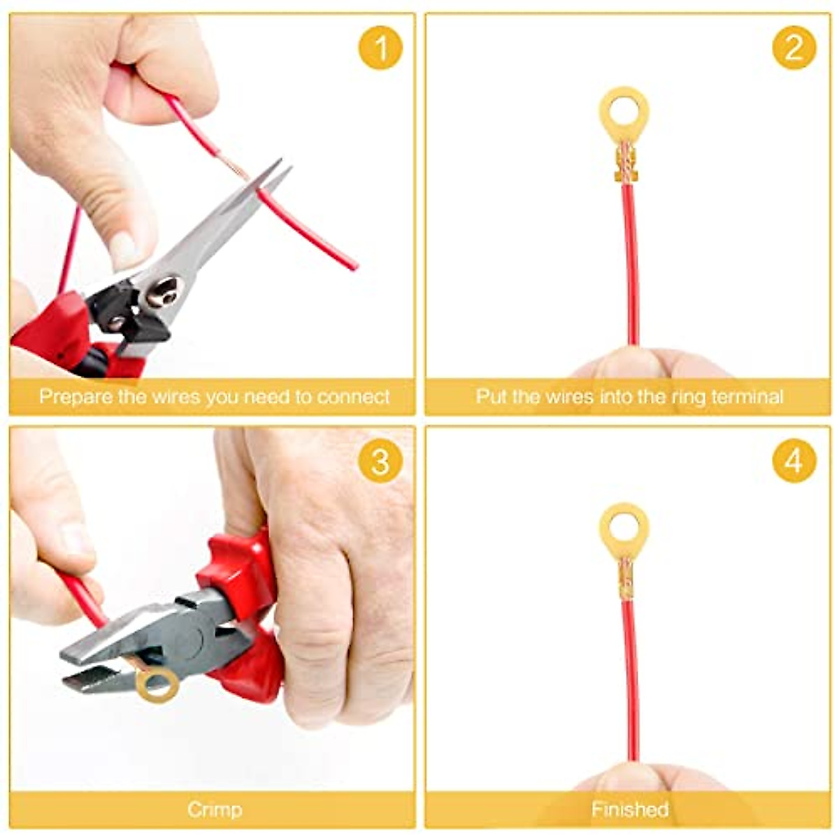 540PCS Cable Lugs Brass Wire Lugs Assortment Set Terminal Wire Connector Lugs with Storage Box M3 M4 M5 M6 M8 M10