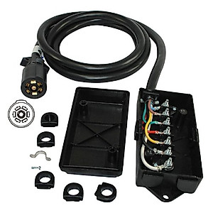 Conntek 7 Way Plug Inline Trailer Cord with 7 Gang Junction Box, 6-Feet