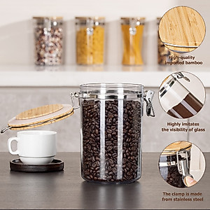 Coffee Canister Sets for Kitchen Counter,4PCS Coffee Grounds Container Coffee Bean-Plastic Food Storage Jar with Lid Airtight Locking Clamp for Grain/Sugar,Large Capacity Storage Container for Kitchen