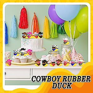 36 Sets Cowboy Ducks with Mini Hat Scarf and Sunglasses Mini Bath Duck Toys for Birthday Swimming Party Gift Favor Decorations