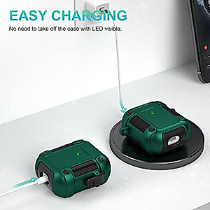 Valkit Compatible with Airpods Case Cover with Lock, Full-Body Military Rugged Shockproof AirPod 2nd Generation Case for Men Women Hard Shell Air Pod 2 & 1 Protective Skin with Keychain, Green