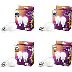 Philips LED A19 Ultra Definition Frosted Dusk to Dawn Light Bulbs - Flicker-Free 40w Light Bulbs with EyeComfort Technology - Soft White Lightbulb - 450 Lumen - E26 Base - 8 Pack