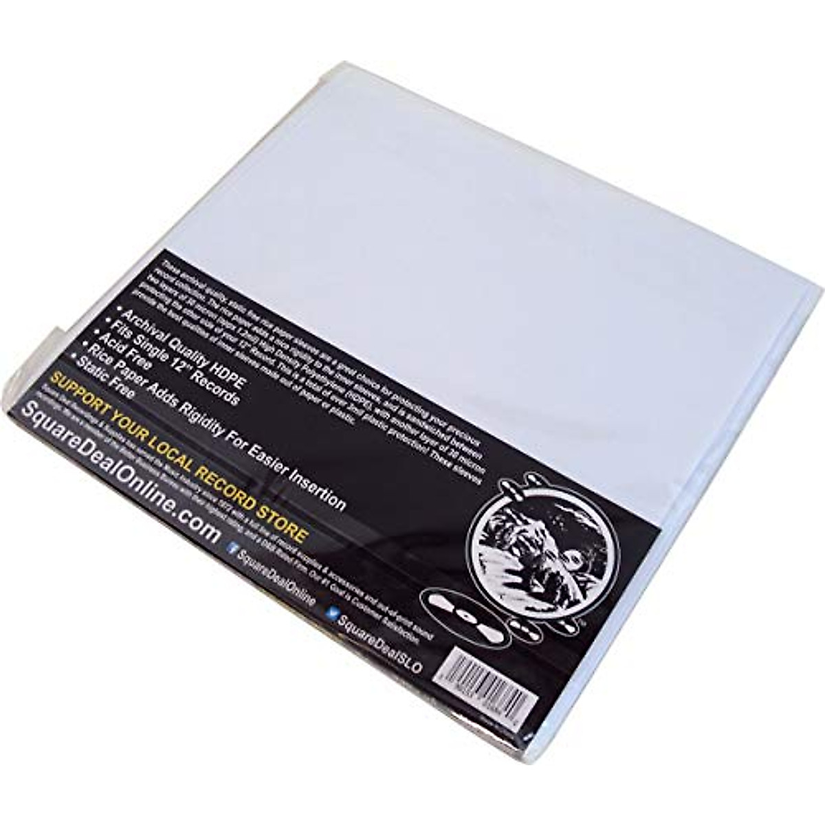 (100) 12" Record Inner Sleeves - 3-Layers of Archival Quality, Anti-Static HDPE with Rice Paper Enclosed Insert for Extra Rigidity #12IM
