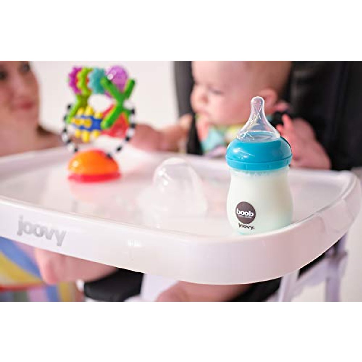 Joovy Boob Nipples with Elongated Shape to Mimic Mom and Available in 5 Flows Including X-Cut Extra Fast Flow for Thicker Foods - Compatible with Joovy Boob Bottle Line (Clear, Stage 3, 2 Count)