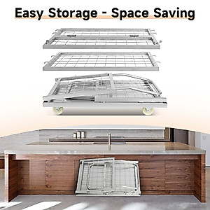 Platform Truck Cart with Cage,5IN1 Multi-Functional Cage Cart,Heavy Duty Flatbed Cart Load 2500LBS,40"×24" Push Cart for Laundry,Grocery, Storage