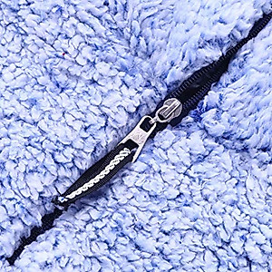 Men's Pullover Winter Workout Thenlian Men Warm Fluffy Winter Solid Casual Zip Up Sweatshirt Pullovers Outwear(Blue, XXL)