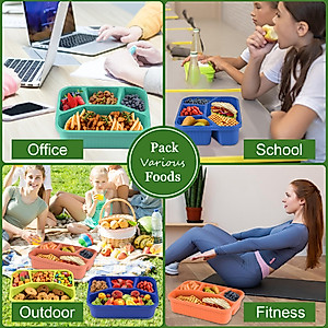 BIEOFFEI 4 Pack Bento Box Lunch Boxes for Adults, 4 Compartment Meal Prep Containers with Lids, Reusable Bento Box Snack Containers for Work, Travel, Picnic, Microwave & Dishwasher Safe