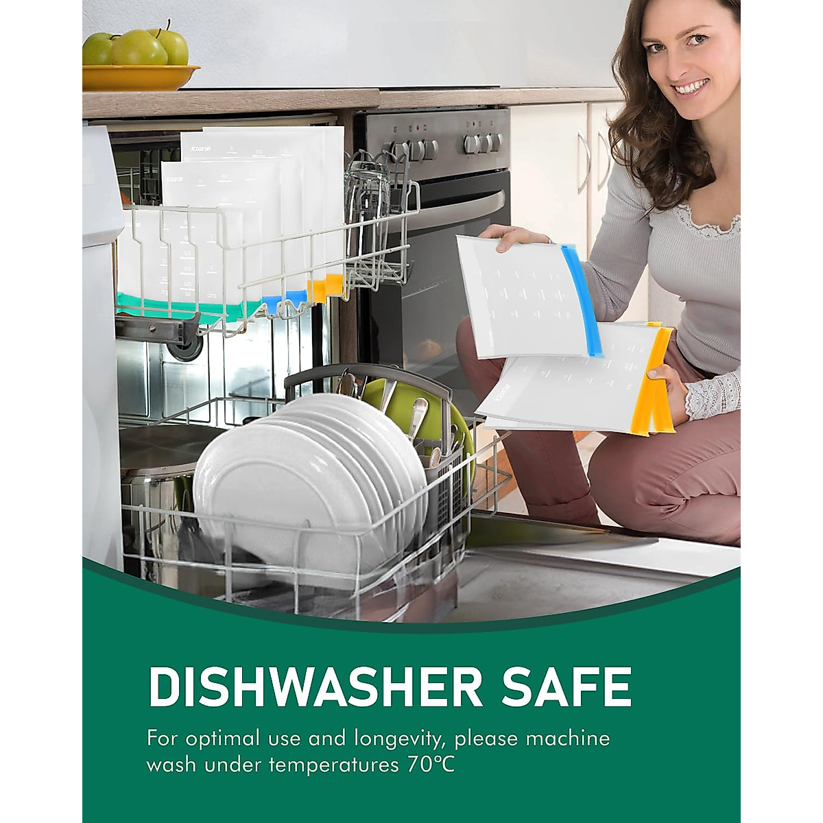 IDEATECH Dishwasher Safe Food Storage Bags Stand Up 18Pack, Reusable Gallon Freezer Bags, Leakproof BPA Free Food Bags Various Size, Reusable Bags for Meals,Lunch,Home Organization Travel(18Pack)