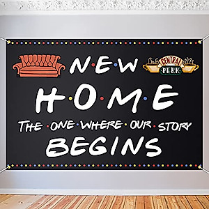 5665 New Home Begins Backdrop Banner Decor Black - Housewarming Party Theme Decorations for Women Men New House Supplies