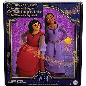 Mattel Disney Wish Toys, Best Friends Tea Time Playset with Asha & Dahlia of Rosas Dolls, 2 Figures, 1 Table & 10 Accessories, Inspired by the Movie
