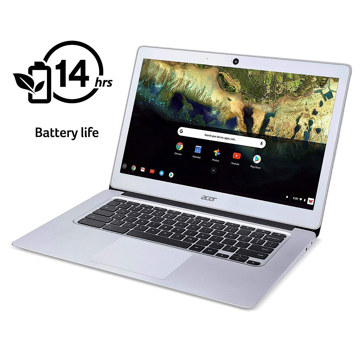 ACER CHROMEBOOK LAPTOP 14"HD N3060 4 16GB eMMC SPARKLY SILVER CB3-431-C99D (Renewed)