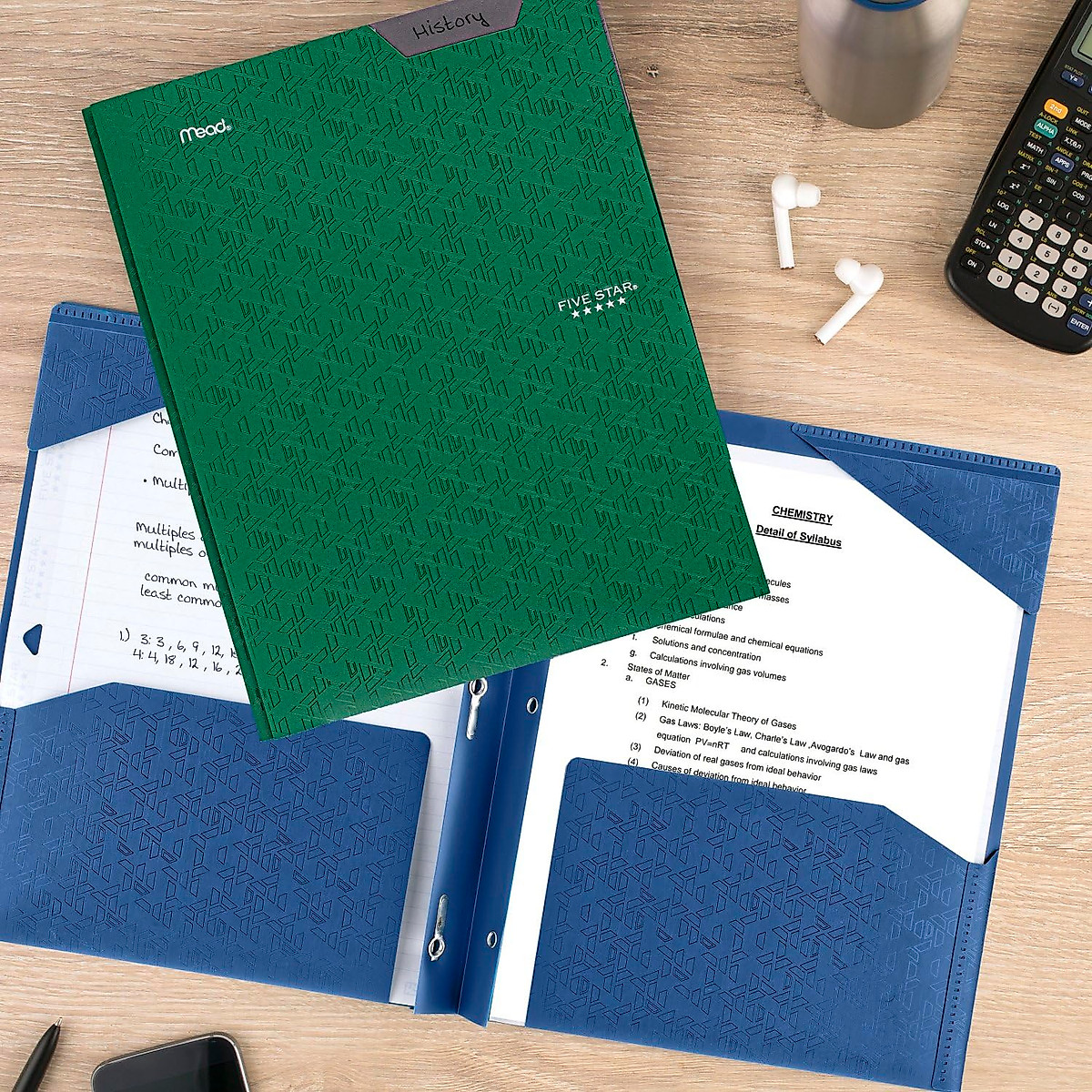 Five Star 2-Pocket Folders, 4 Pack, Plastic Folders with Stay-Put Tabs and Prong Fasteners, Includes Writable Label, Holds 11" x 8-1/2", Assorted Colors (38048), 4 count (Pack of 1