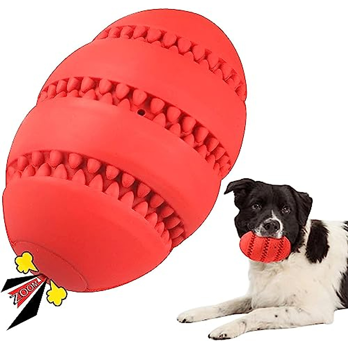 MosaiRudo Squeaky Latex Dog Toy Balls Football Rugby Fetch Interactive Toy for Medium Large Dogs, Dog Treat Ball for Teeth/Slow Feeder (Red)