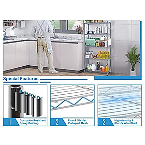 BIQWBIC 5 Tier Wire Shelving Unit Storage Rack, Metal Adjustable Storage Shelves for Bathroom Laundry Room, Wire Standing Storage Shelf Units, 36" Lx14 Wx72 H, 1250 Lbs Capacity, Chrome