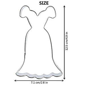 Large Size Dress Shaped Cookie Cutter, Stainless Steel Short Sleeved Wedding Dress Princess Dress Cookie Cutter, 4.9 Inches
