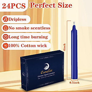 Kunrsug 24 Pack Assorted Color Spell Chime Candles – Premium Mini Unscented Taper Candles for Rituals, Prayer, Birthdays, Meditation, Altar, Spells, Chime Candles - 4 Inch Tall - Ideal for Witches