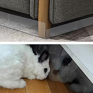 Rictine 8 Pack Clear Toy Blockers for Furniture, 16" L x 7.5" H Under Bed Blocker for Pets, Adjustable Gap Bumper Under Couch Blocker, Stop Things from Going Under Couch Sofa Bed with Strong Adhesive