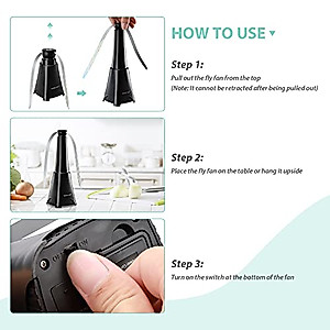 MAGIC CAT Fly Fans for Tables, 2000mAh Rechargeable Fly Repellent for Outdoor Indoor Tables, Portable Fly Deterrent Fan with Holographic Blades, Fly Fan for Kitchen Restaurant Party Picnic (2 Pack)