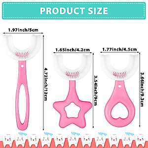 6 Pieces Kids U Shaped Toothbrush Kids Toothbrush Soft Silicone Kid Toothbrush Manual Toddler Toothbrush Whole Mouth Toothbrush U Type Toothbrush with Handle for Children 2-6 Years Old, Pink, Blue