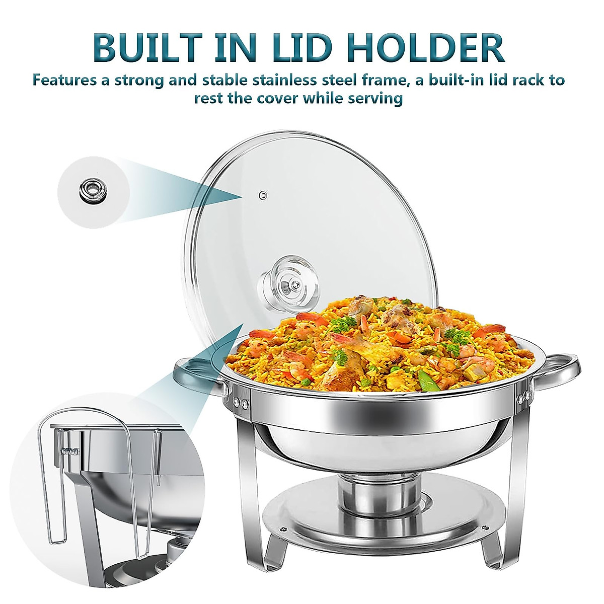 Chafing Dish Buffet Set 5 QT 4 Packs Stainless Steel Buffet Servers and Warmers, Chaffing Servers with Covers, Catering, Chafer,Food Warmer for Parties Weddings