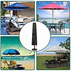 Patio Umbrella Cover, Aucovely Waterproof Market Parasol Covers with Zipper for 7ft to 11ft Outdoor Umbrellas Large, Black 210D