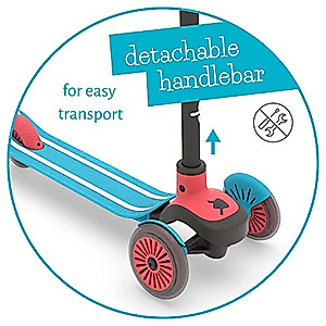 Chillafish Scotti 3-Wheel Lean-to-Steer Scooter with twintip Antislip Deck and Integrated Brake, Adjustable Height Handlebars, Comfy handgrips, for All Ages 3 and up, Red