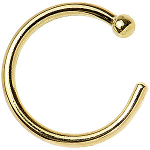 Body Candy Unisex Adult Solid 14k Yellow Gold Nose Hoop 18 Gauge 5/16" Body Piercing Screw, One Size
