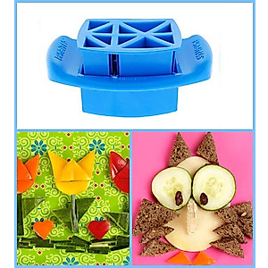 FunBites Set of 3 Food Cutters, Green Squares, Pink Hearts, Blue Triangles