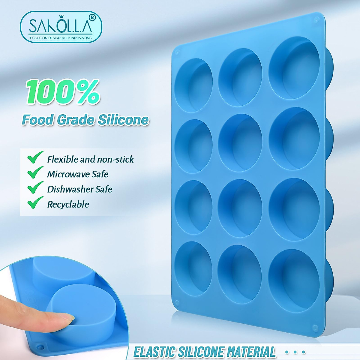 Sakolla 2 PCS Round Chocolate Cookie Molds, Cylinder Silicone Mold, Perfect for Chocolate Covered Oreos, Cake, Candy, Pudding, Mini Soap