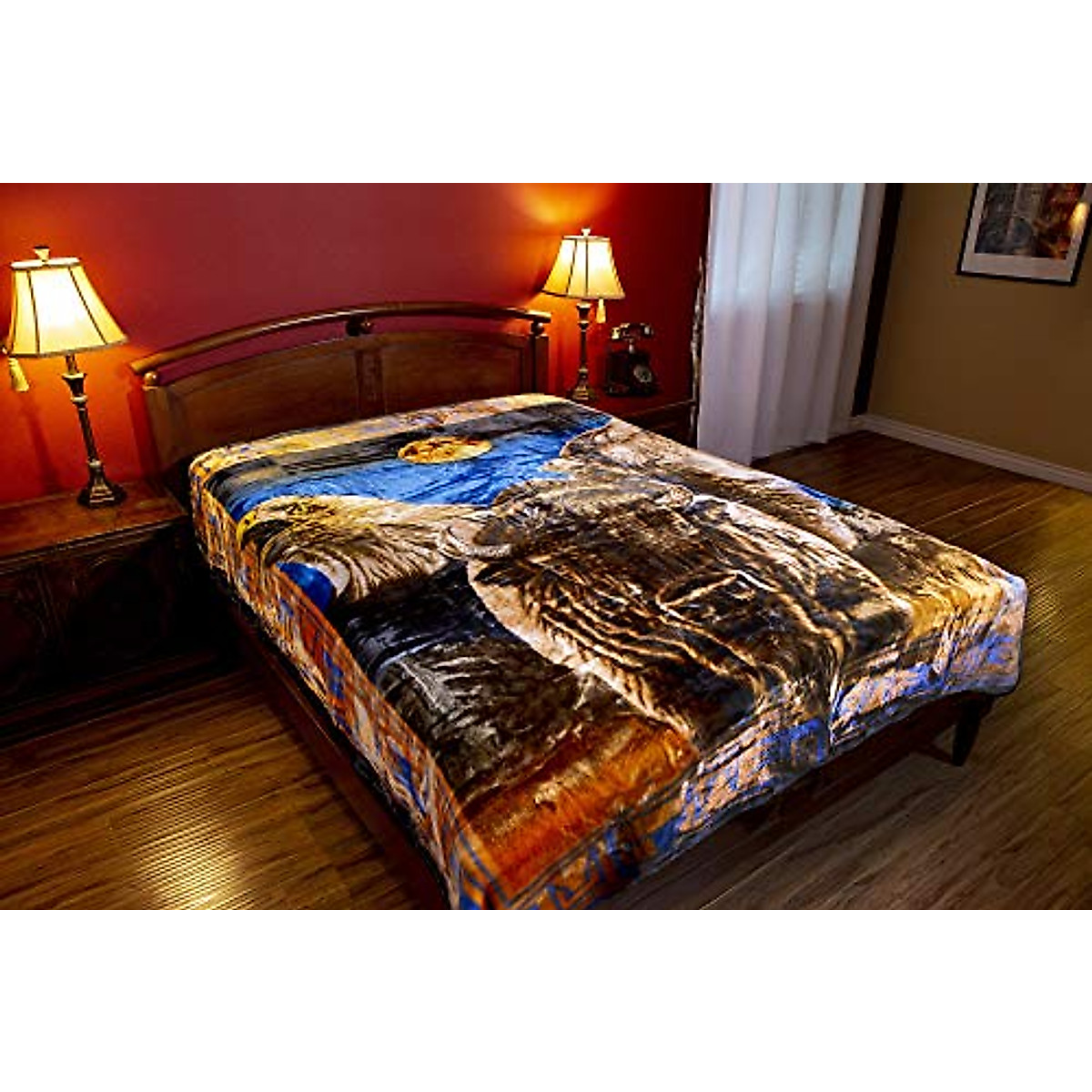 JPI Plush Throw Blanket - Hallowed Harmony - Queen Bed 79"x 95" - Faux Fur Blanket for Beds, Sofa, Couch, Picnic, Camping