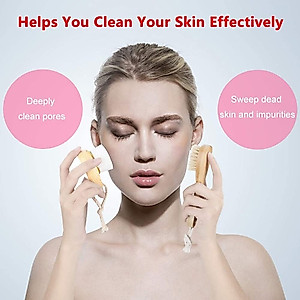 Premium Dry Brushing Body Brush Set,Exfoliating body scrubber with long handle, Natural Boar Bristle Body Brush,Face Cleansing Brush,body brush set for lymphatic drainage,Great Gift for A Glowing Skin