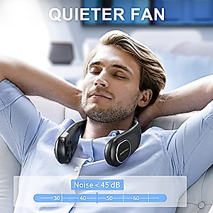 SWEETFULL Portable Neck Fan Bladeless Personal Fan 4000mAh Rechargeable Battery Operated Wearable Small Fan,360° Cooling Airflow, 3 Speed Neck Cooler for Women Men