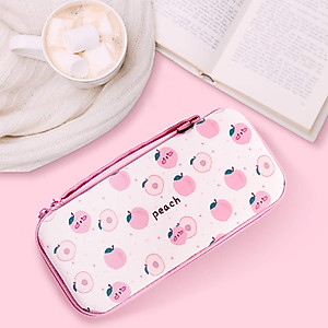 AOLDHYY Niclogi Carry Case for Nintendo Switch, Hard Shell Protective Cover Travel Carrying Bag with 12 Game Card Slots, Inner Storage Bag for Switch Console Controller & Game Accessories, Peach Pattern