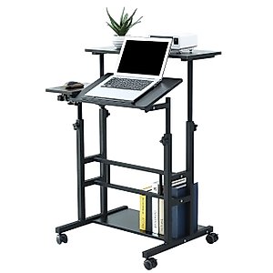 UNICOO Portable Standing Desk on Wheels, Height Adjustable Mobile Standing Desk, Versatile Standing Portable Desk for Home Office, Rolling Sit-Stand Workstation, Stand-up Desk, Ergonomic Design