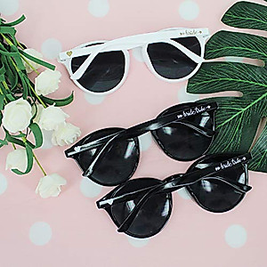 LADY&HOME Bachelorette Party Cat Eye Sunglasses Bridesmaid Sunglasses Bridal Shower Supplies 10pcs Round Weddings Sunglasses (Black)